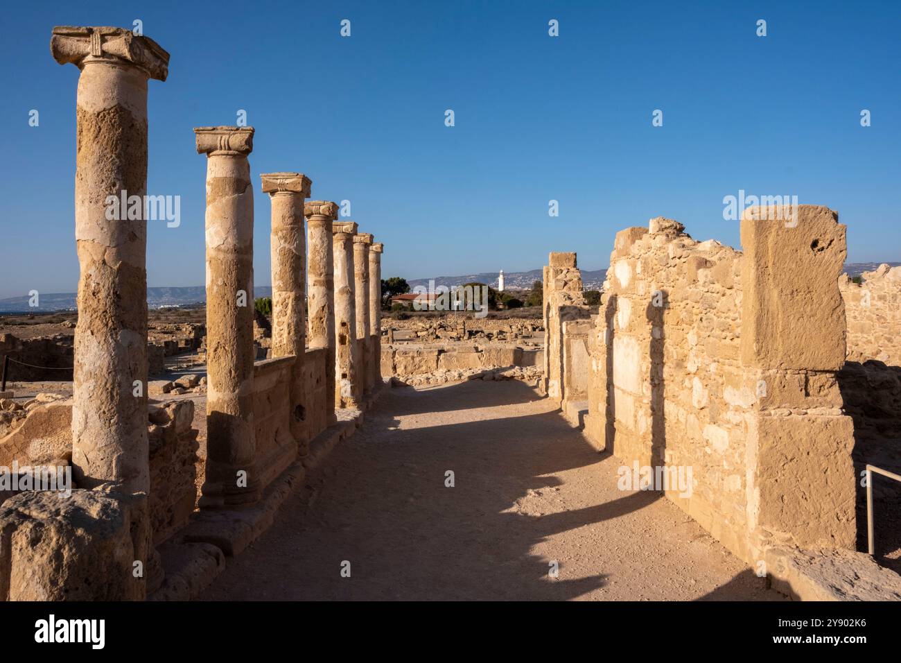 Ancient columns, House of Theseus villa, Paphos Archaeological Park ...