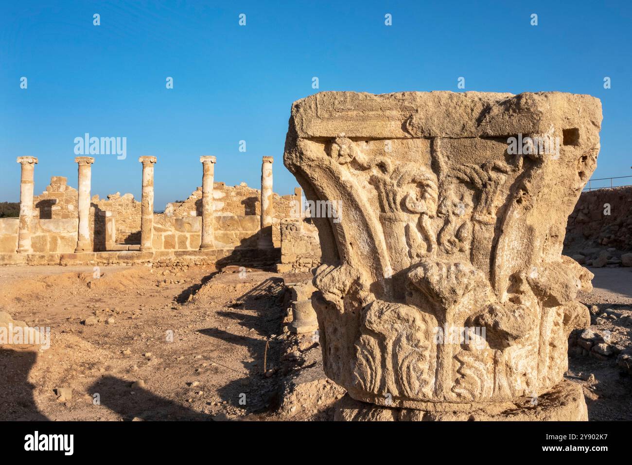 Ancient columns, House of Theseus villa, Paphos Archaeological Park ...