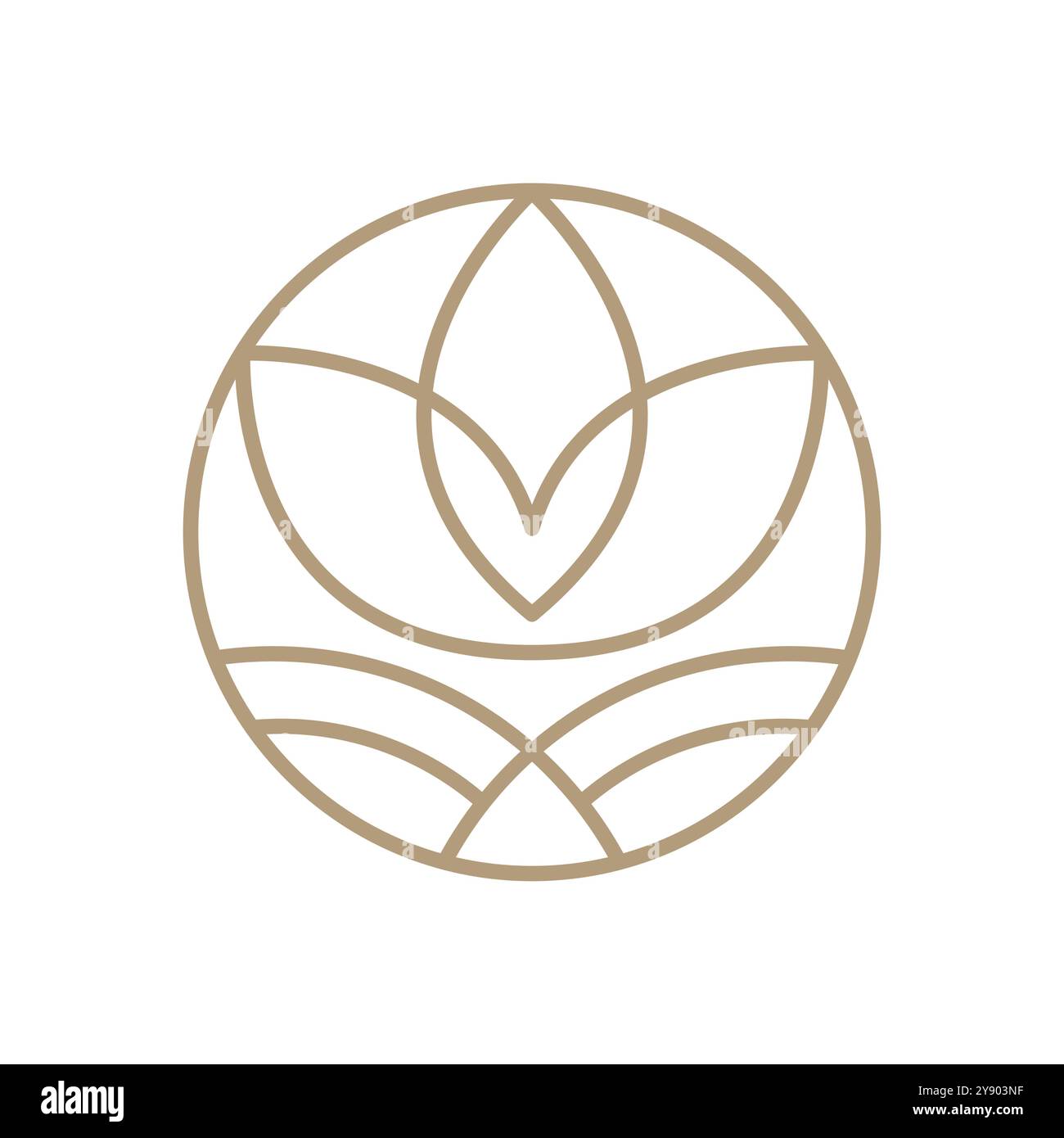 Vector simple flower lotus logo beige line design. template elegant ...