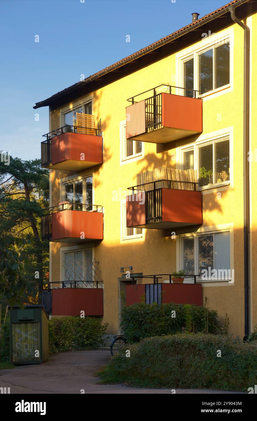 Facade of a old mansion block around Stockholm in Sweden Stock Photo ...