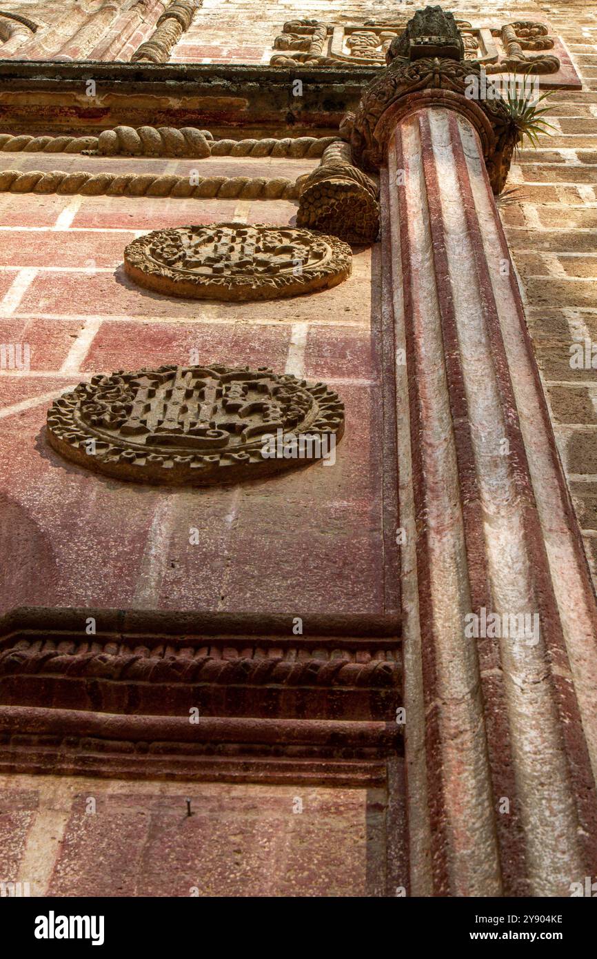 The details of the facade of an old ex convent in Puebla, Mexico Stock ...