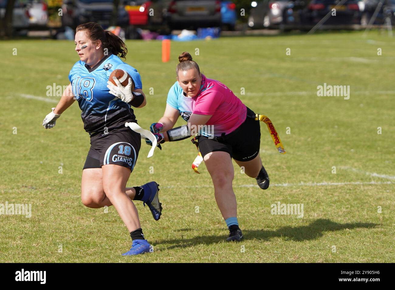 Female defenders attempting to tag an attacking player at the ...