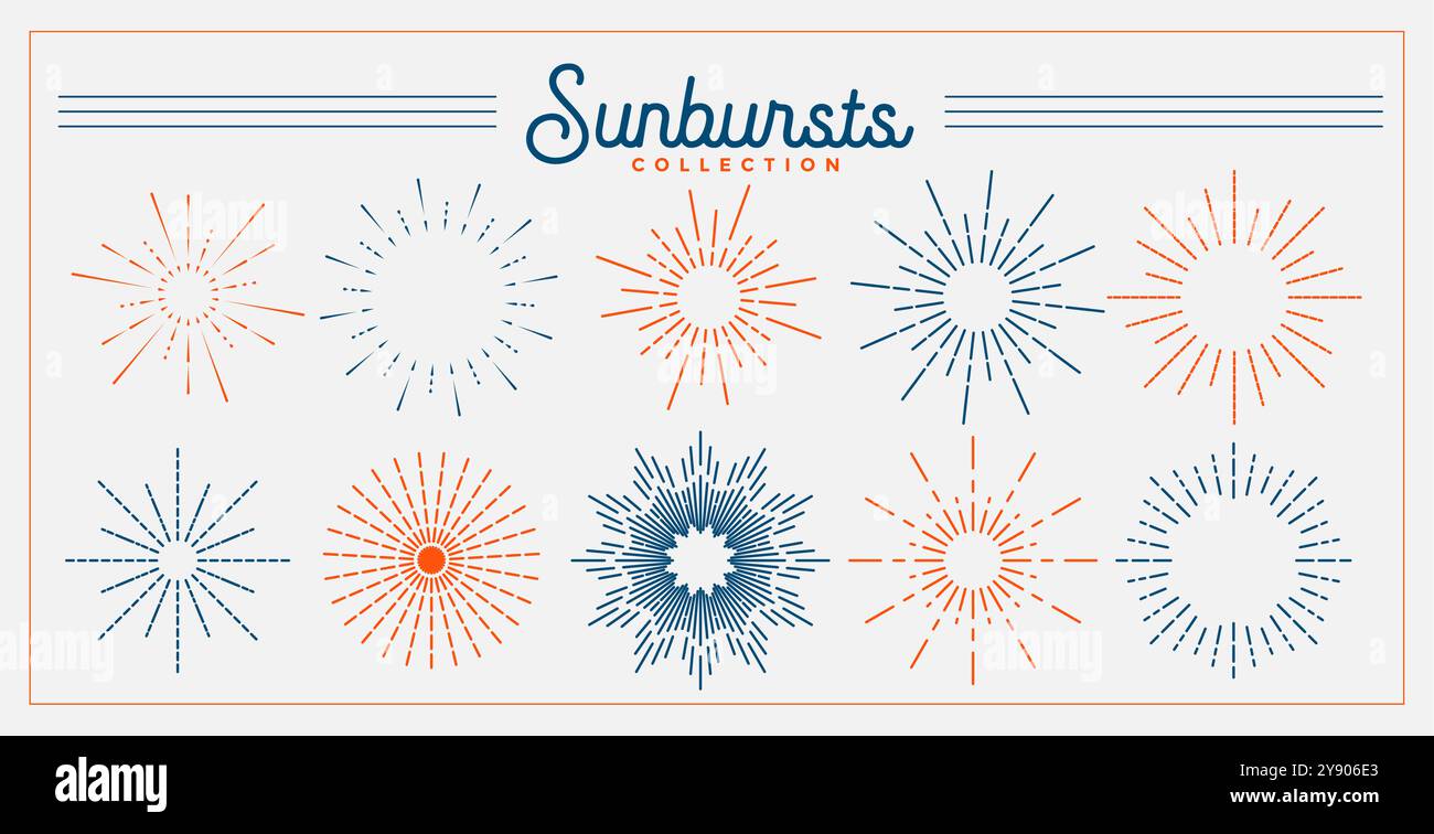 pack of sun rays bursting icons design vector Stock Vector Image & Art ...