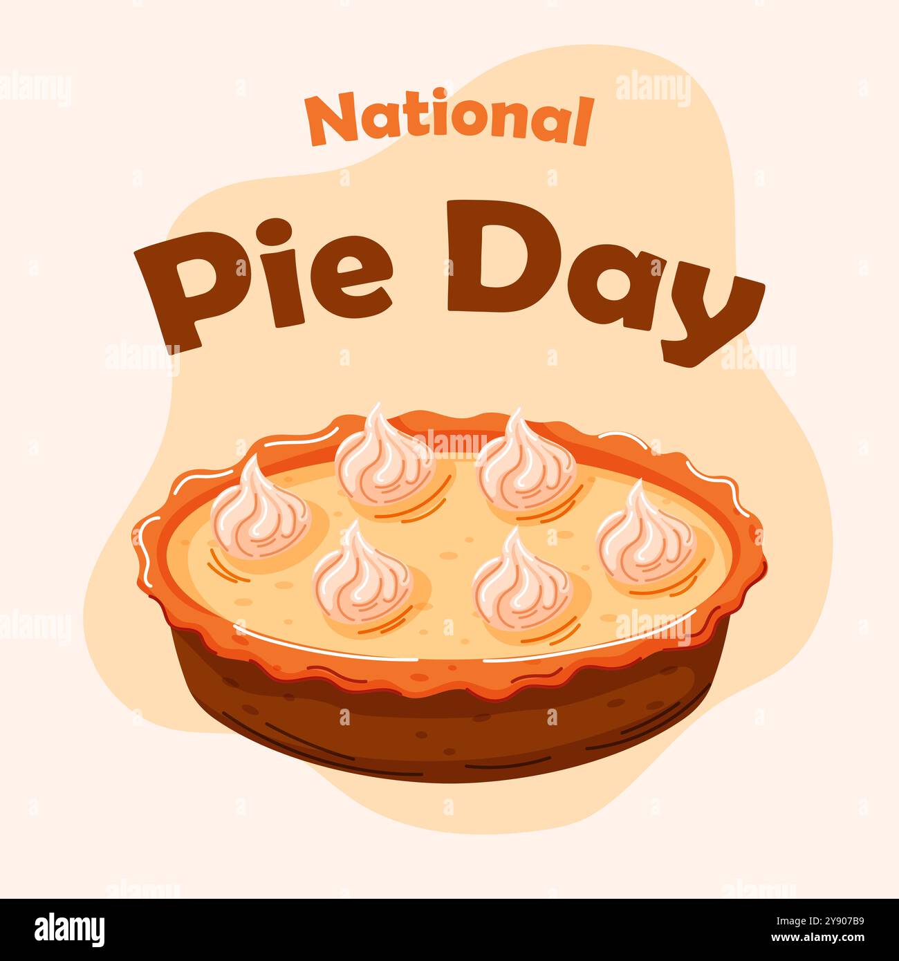 National Pie Day banner with delicious pie with whipped cream topping ...