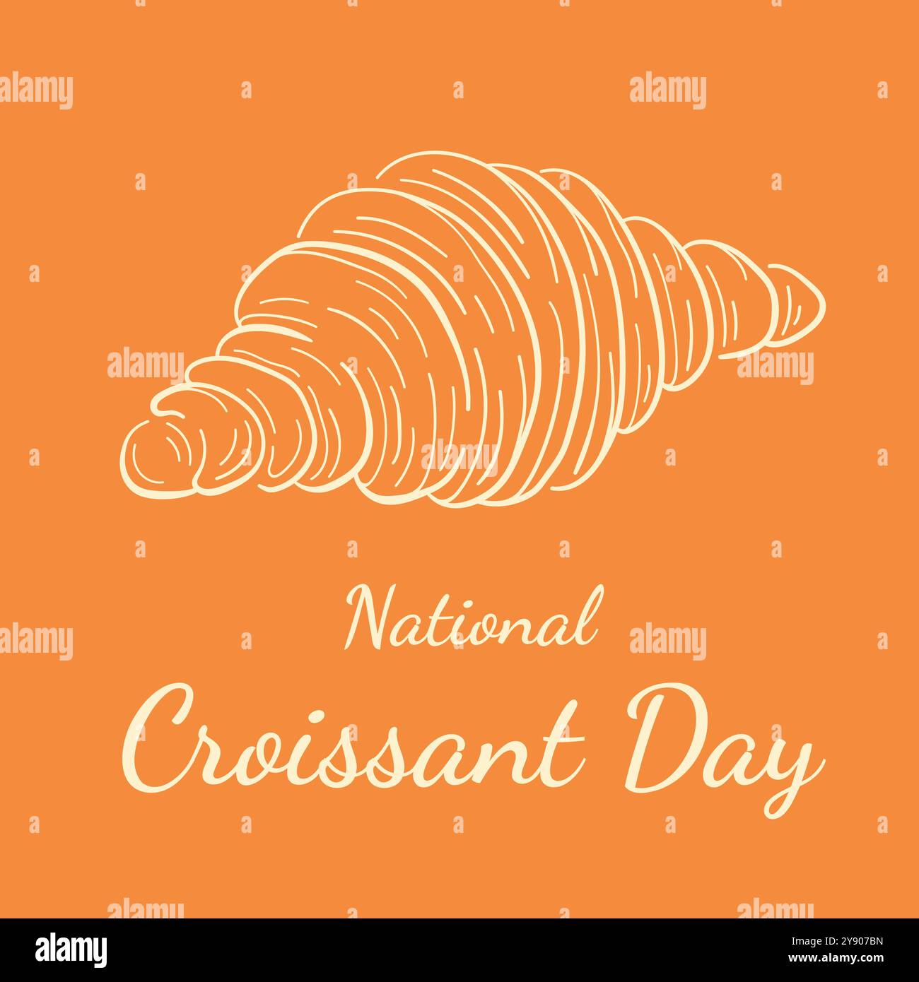 National Croissant Day banner in line art style. Croissant icon ...