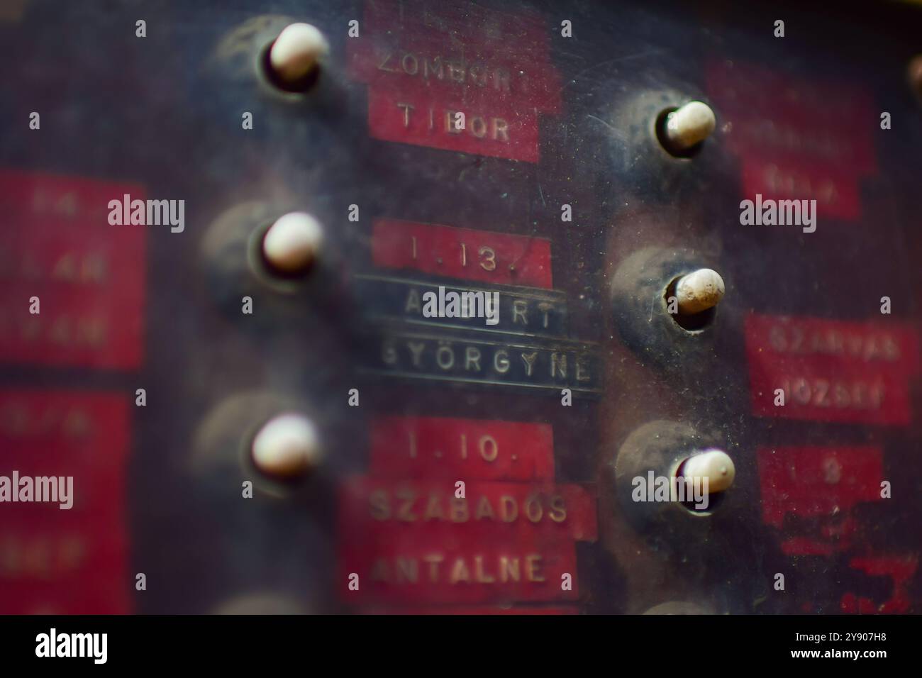 Old intercom buttons and names in Budapest Stock Photo - Alamy