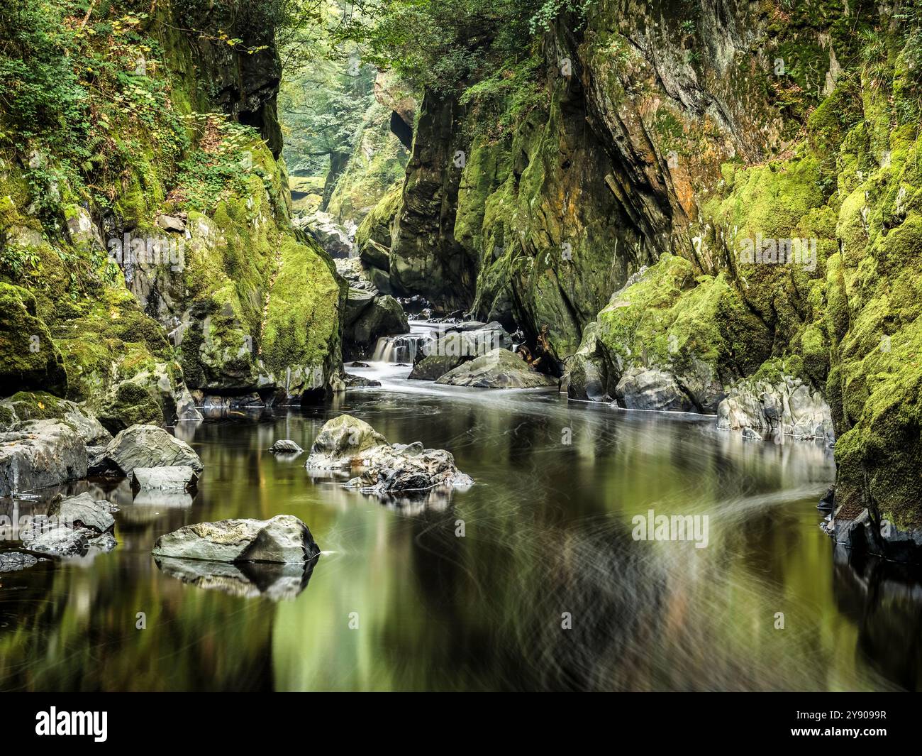 The Fairy Glen, a narrow canyon on the Afon Conwy near Betws-y-Coed ...