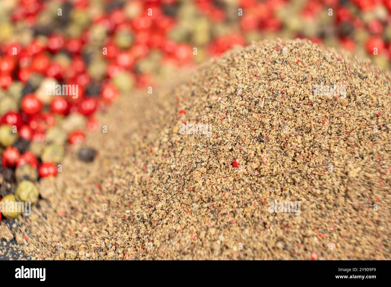 Ground pepper, a mixture of red, green, white and black pepper Stock ...