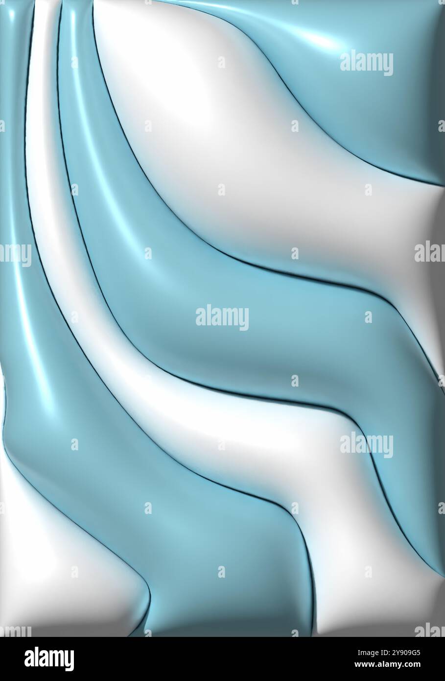 White and blue inflated figures with shiny surface, 3D rendering ...