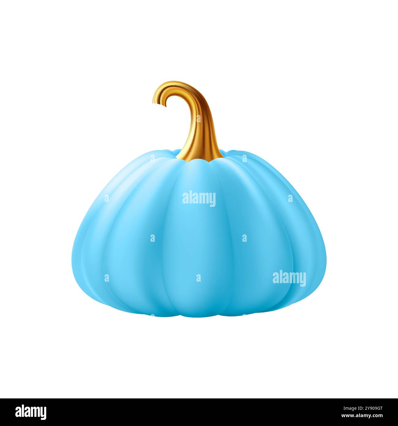 3d realistic pumpkin. Blue pumpkin with golden stem Stock Vector Image ...