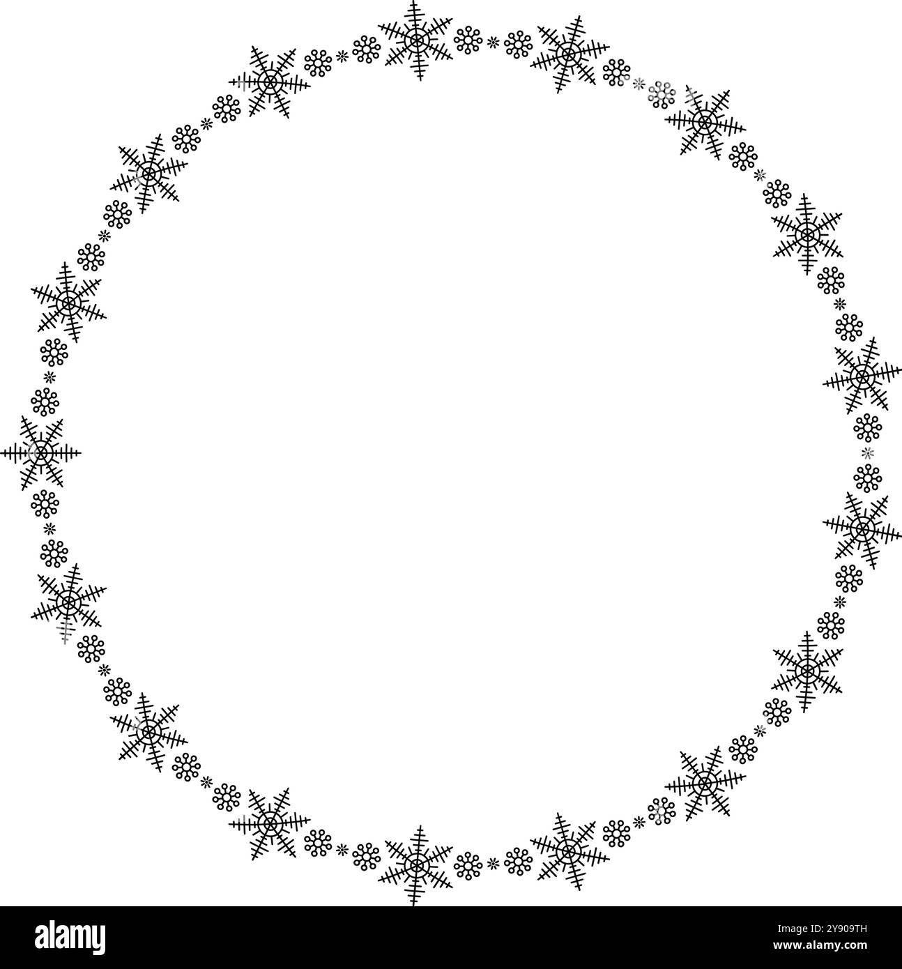 Snowflake circle frame. Winter snowflake round border Stock Vector ...
