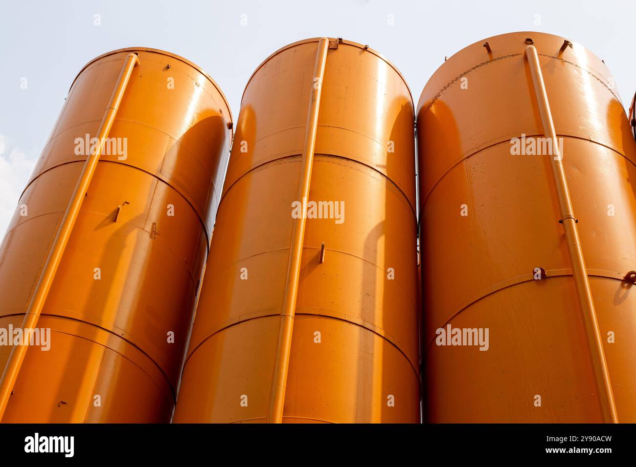 High iron yellow tanks silons in concrete production. Industrial ...