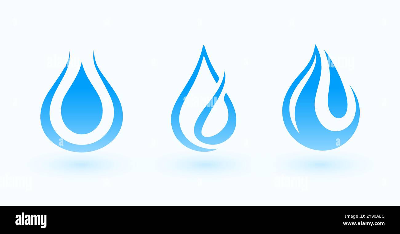 set of three creative blue water drops icon design vector Stock Vector ...