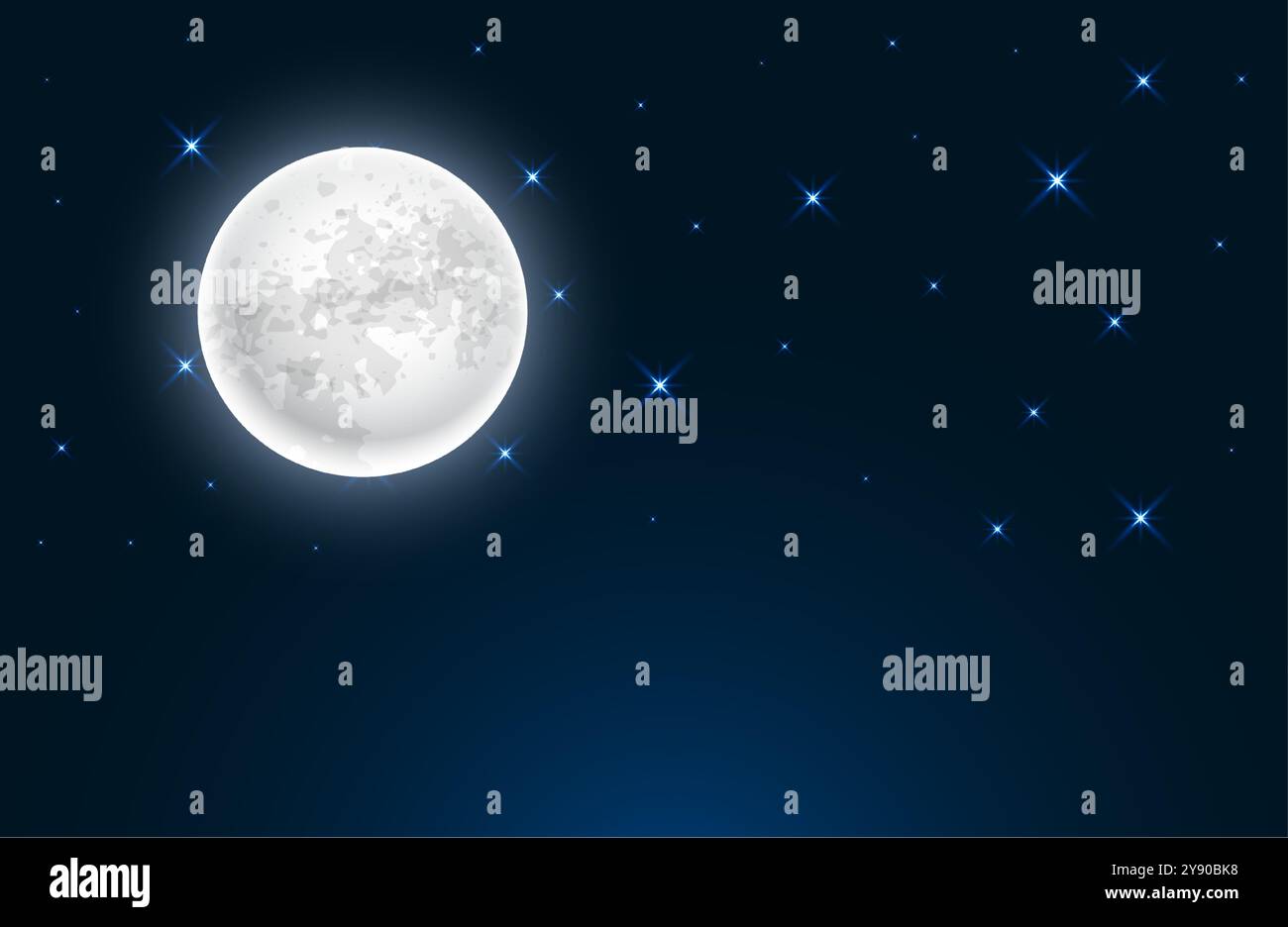 realistic full moon and star nighttime background design vector Stock ...