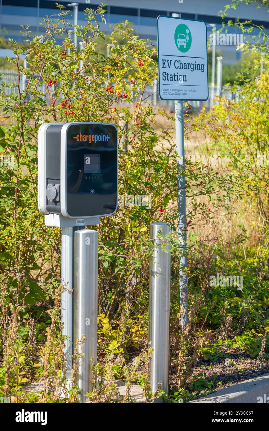 Worcester,England,UK-September 17 2024:An EV charge point,standing ...