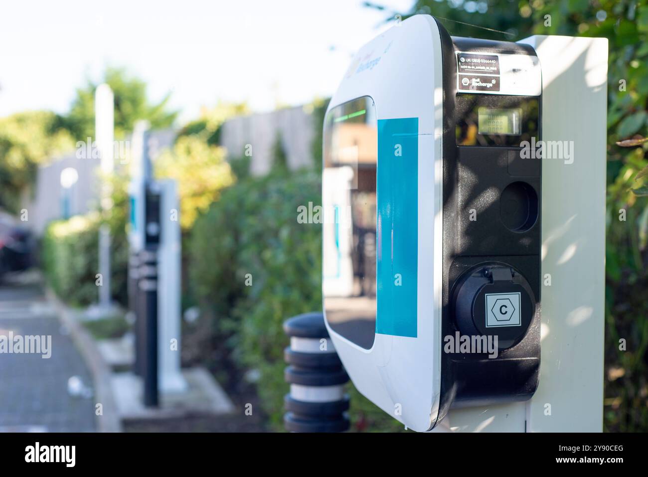 Worcester,England,UK-September 17 2024:An EV charge point,standing ...