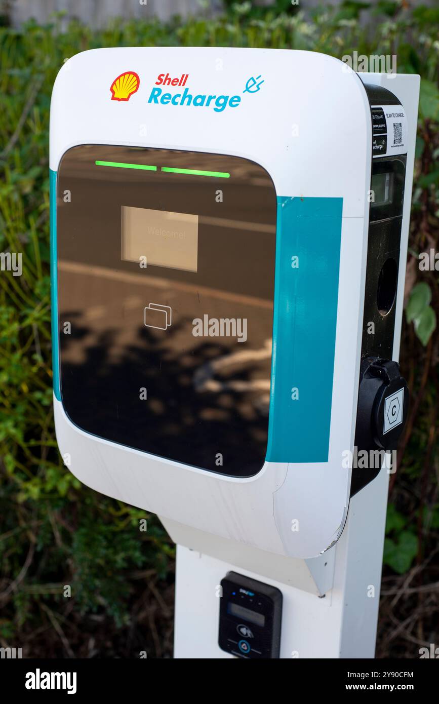 Worcester,England,UK-September 17 2024:An EV charge point,standing ...