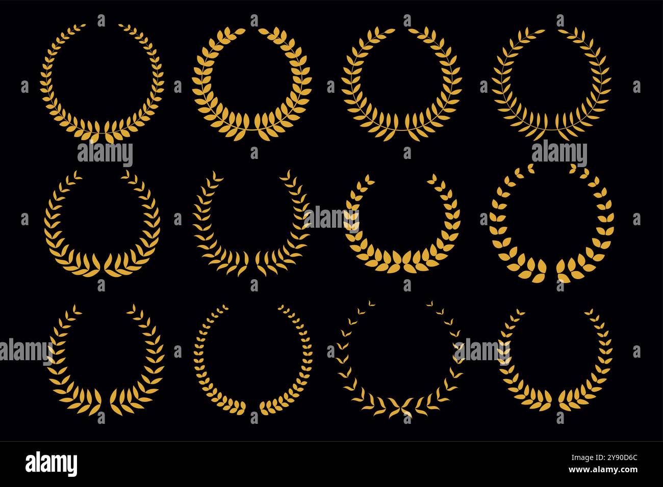 eye catching golden laurel frame dark background in collection vector ...