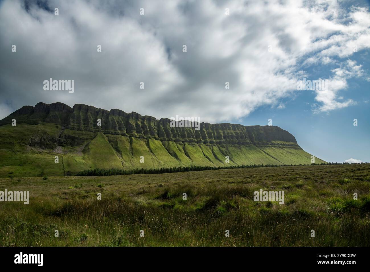 Panoramic view of Ben Bulben Mountain in County Sligo, Ireland, with ...