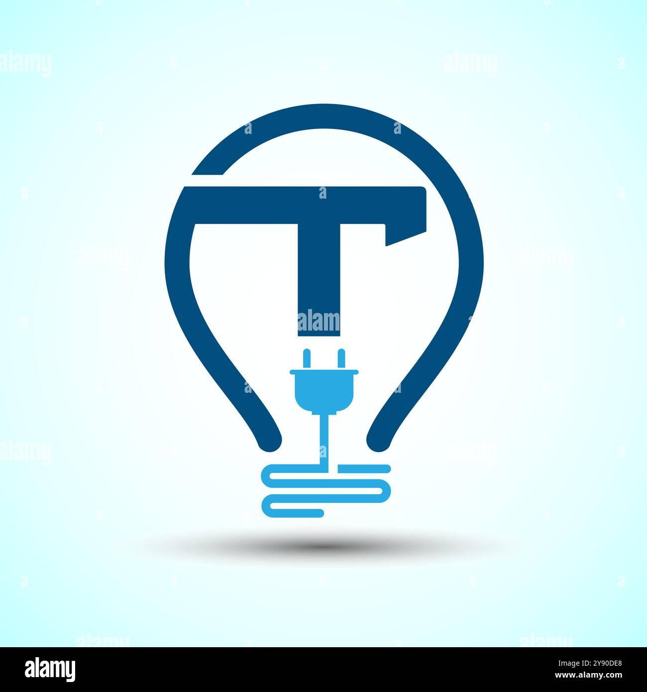 Initial alphabet with an electric bulb and plug. Electricity logo ...