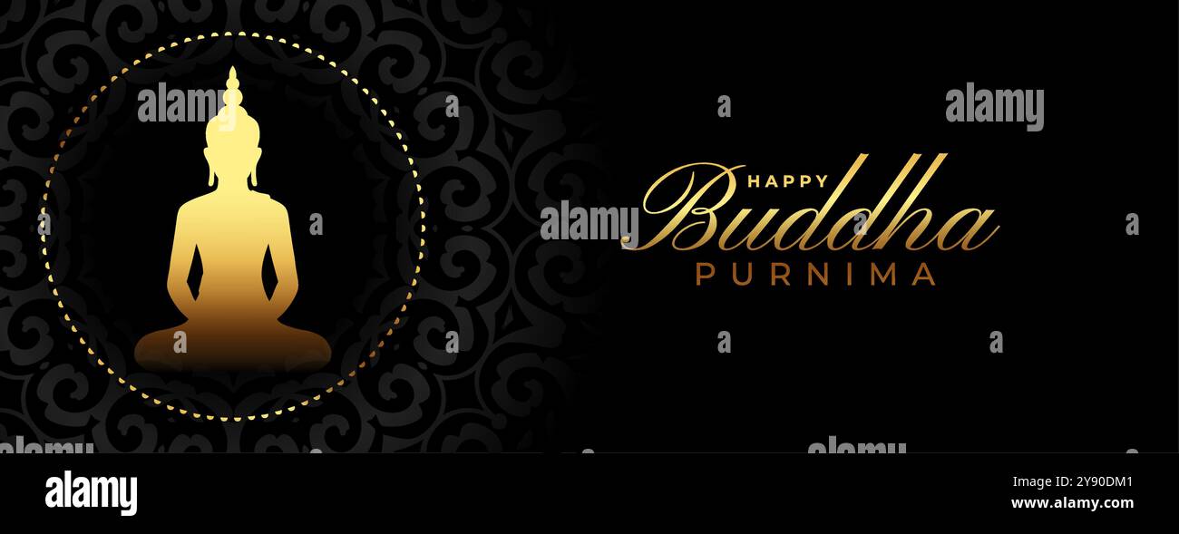 happy buddha or guru purnima wishes dark wallpaper design vector Stock ...