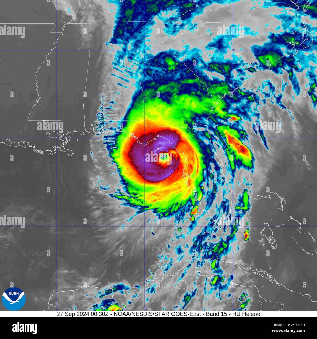 NOAA satellite image of Hurricane Helene as a category 4 monster storm ...