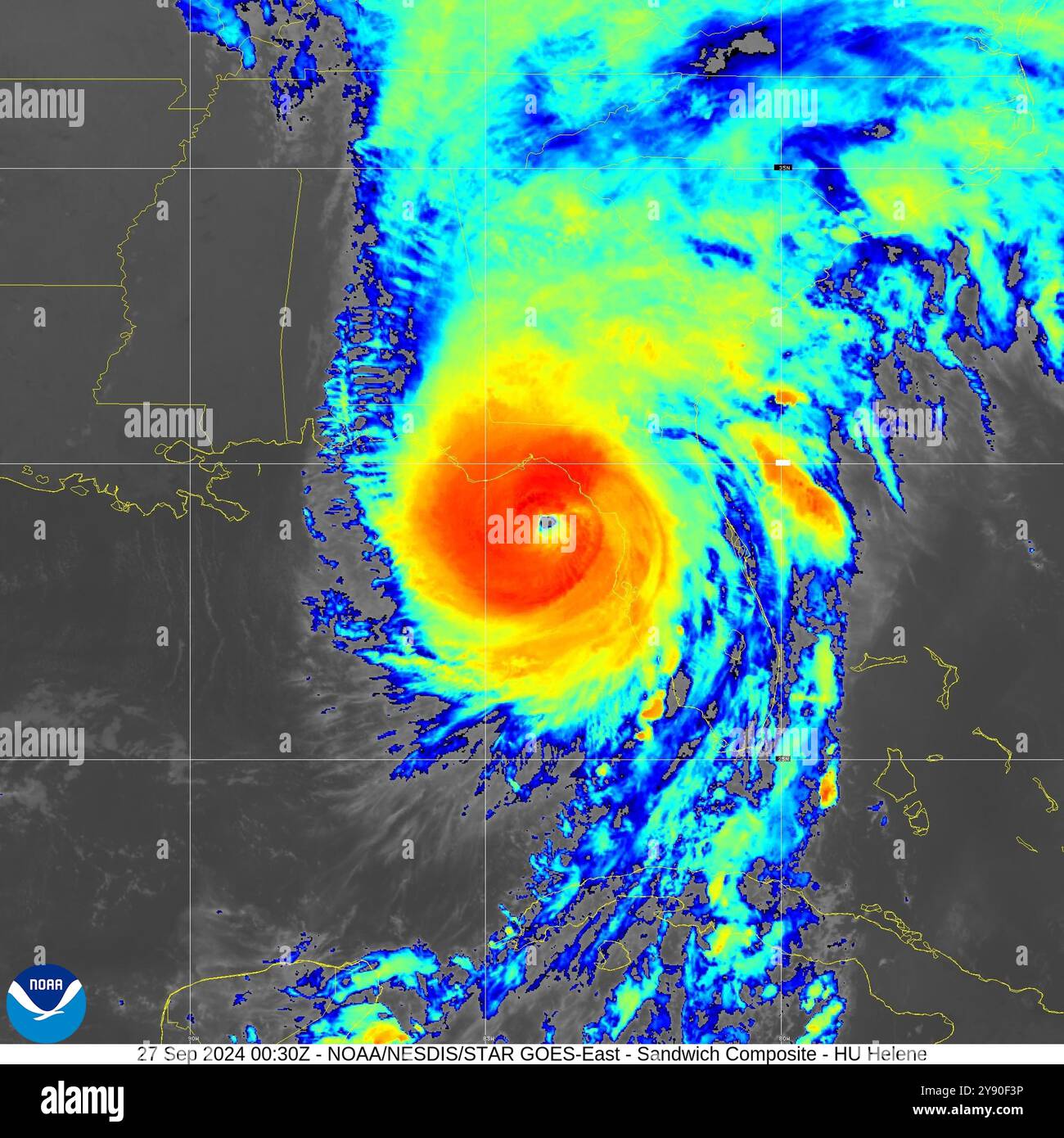 NOAA satellite image of Hurricane Helene as a category 4 monster storm ...