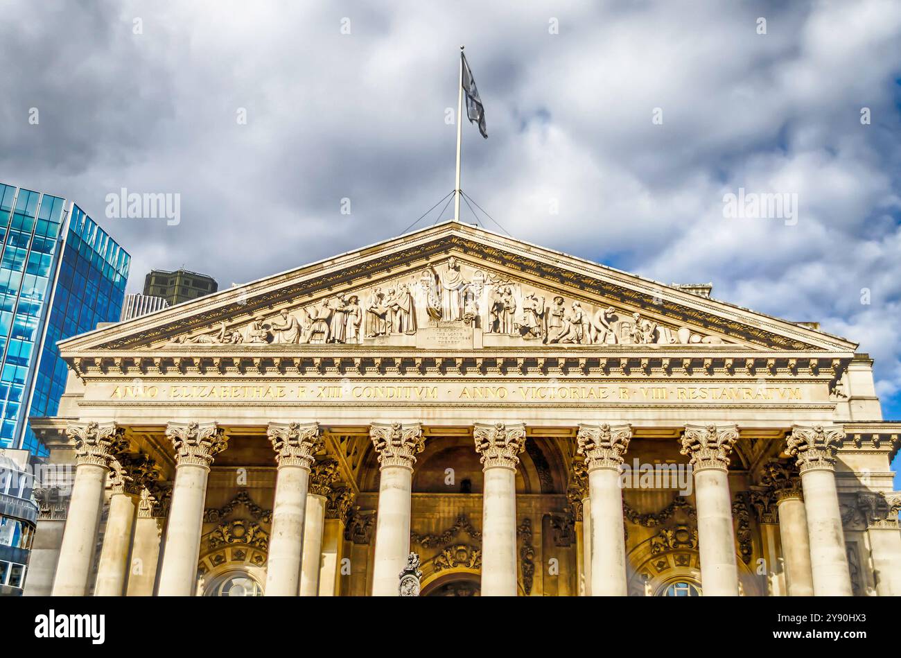 The Royal Exchange Building in the financial district of London, UK ...