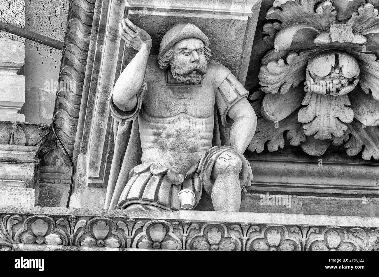 Sculpture on the facade of the Church of the Holy Cross in Lecce ...