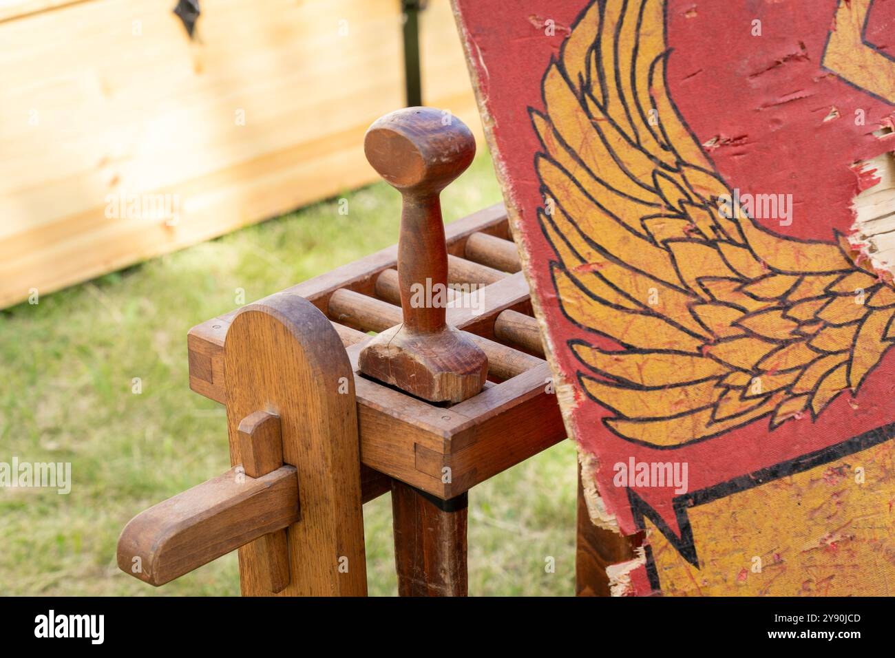 Wooden ancient Roman practice sword, gladius in a military camp Stock ...