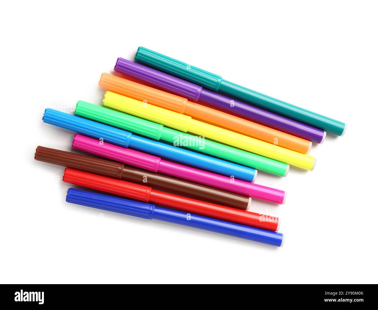 Colorful felt tip pens on white background Stock Photo - Alamy