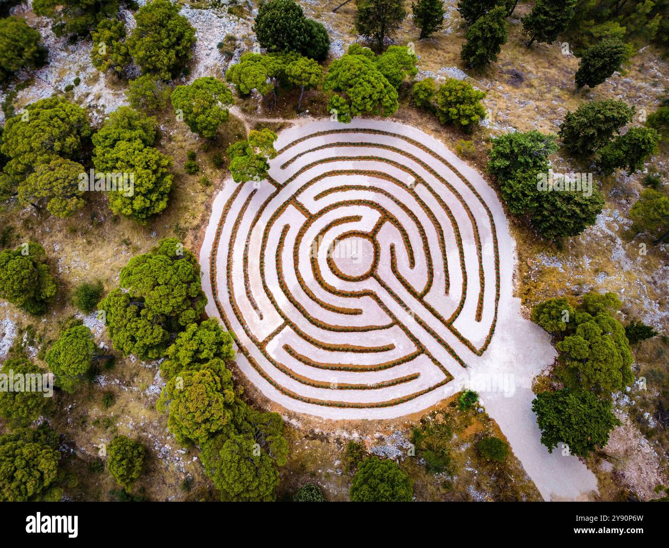 Lavender Labyrinth on the top of the hill at Rogoznica, Croatia ...