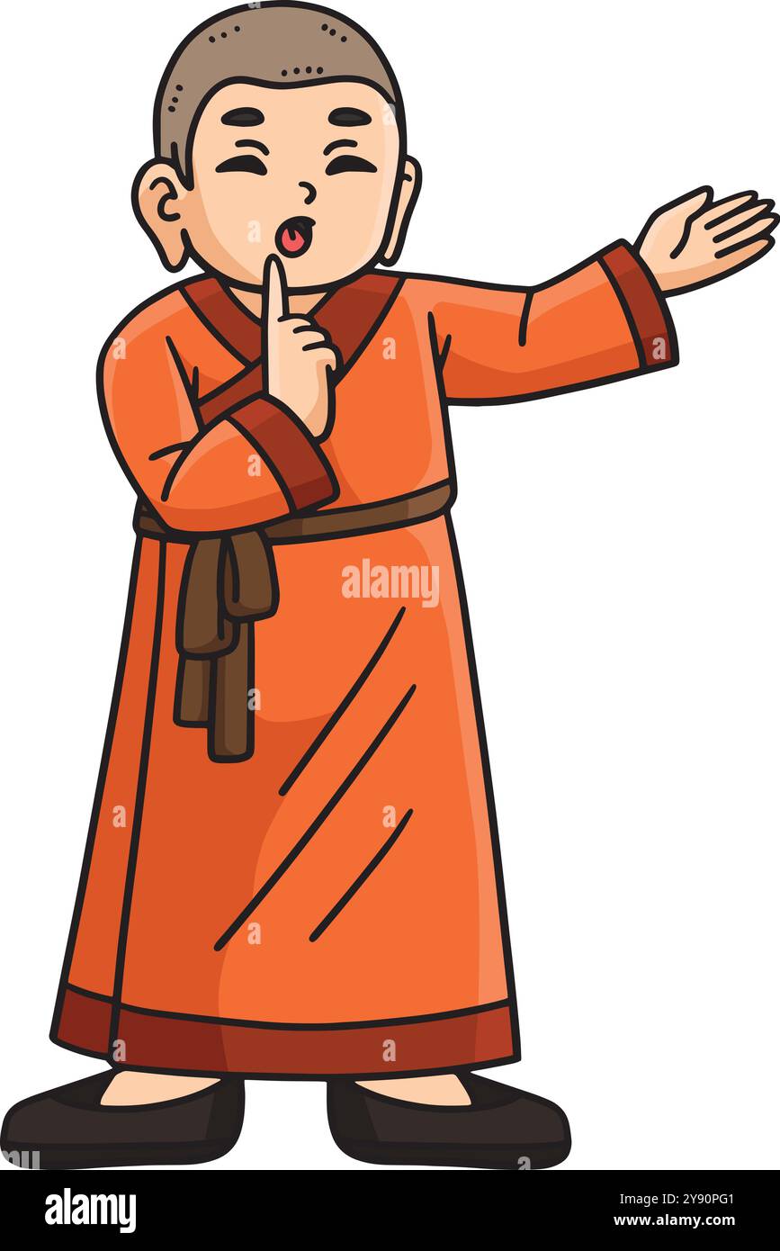 Buddhism Buddhist Monk doing a Quiet Sign Clipart Stock Vector Image ...