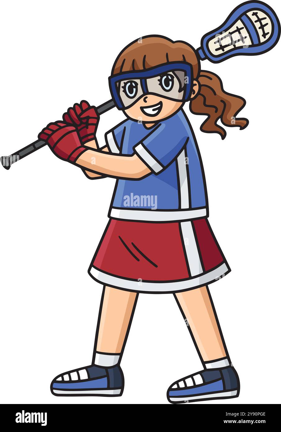 Female Lacrosse Player Cartoon Colored Clipart Stock Vector Image & Art ...