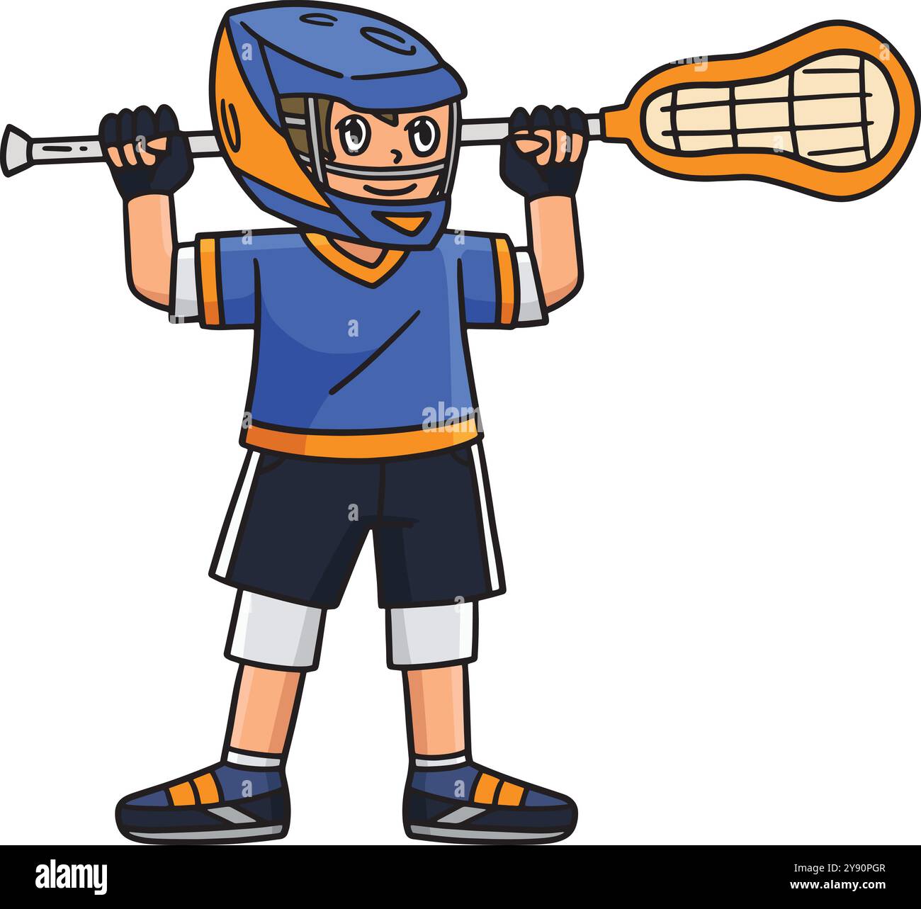 Lacrosse Player with Stick Cartoon Colored Clipart Stock Vector Image ...