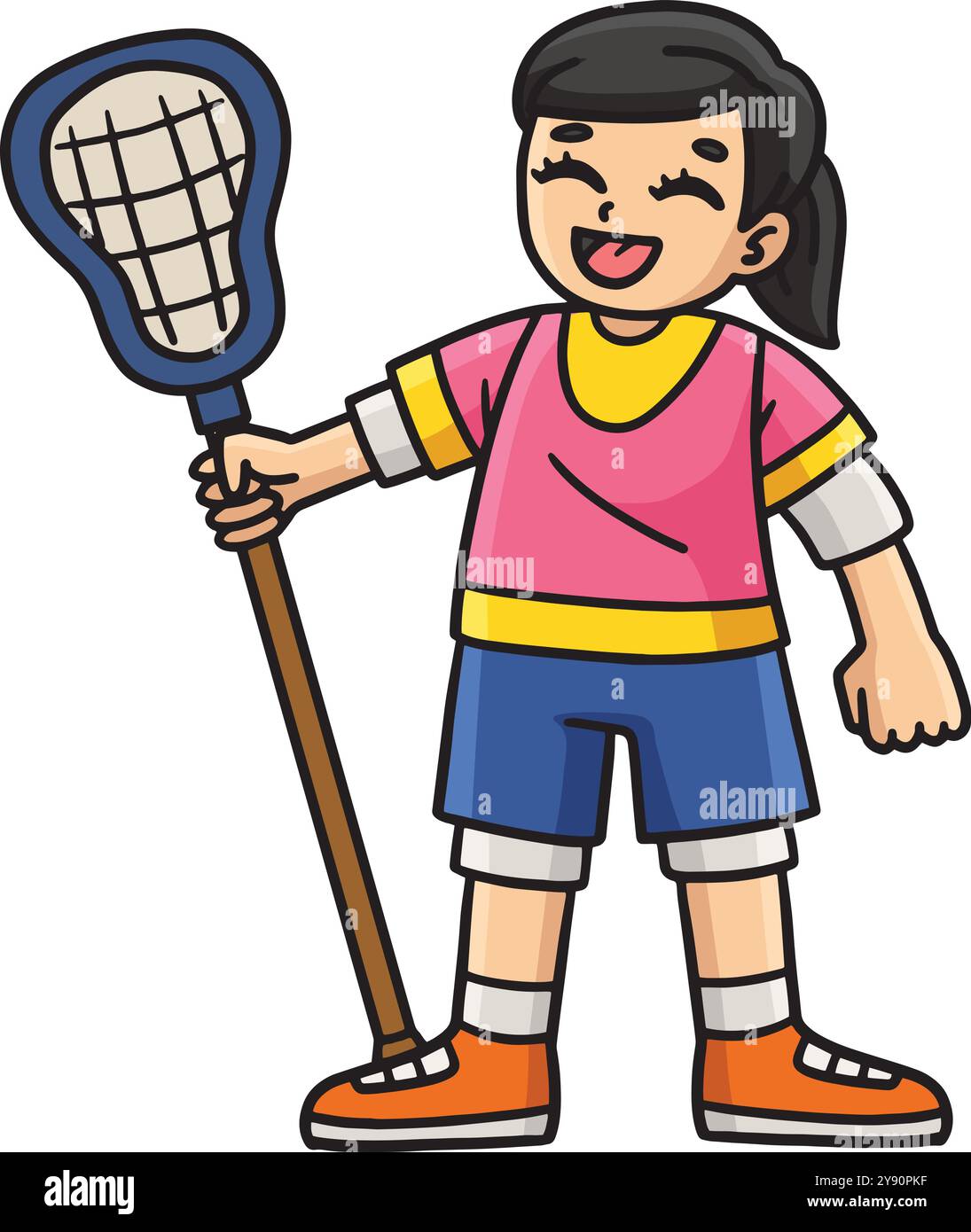Daughter Holding a Lacrosse Stick Cartoon Clipart Stock Vector Image ...