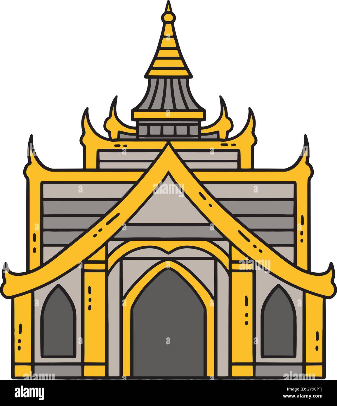 Buddhism Buddhist Temple Cartoon Colored Clipart Stock Vector Image ...