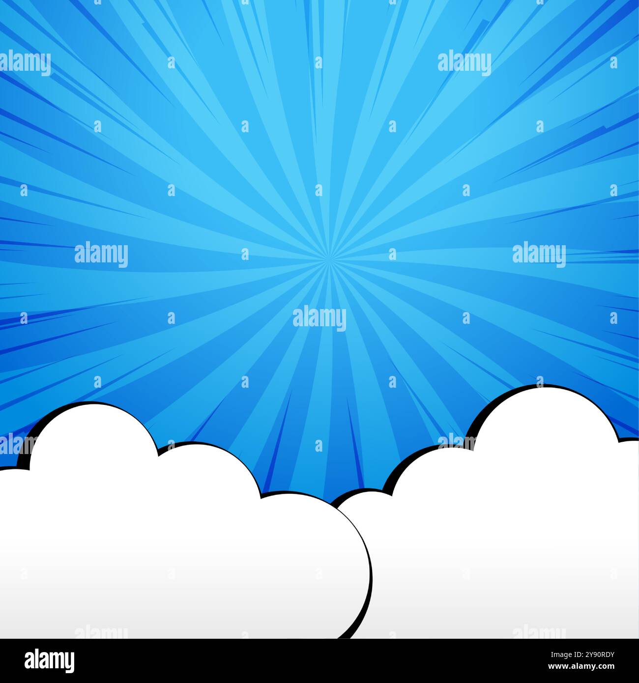 retro art cartoon cloud bubble background with radial rays vector Stock ...