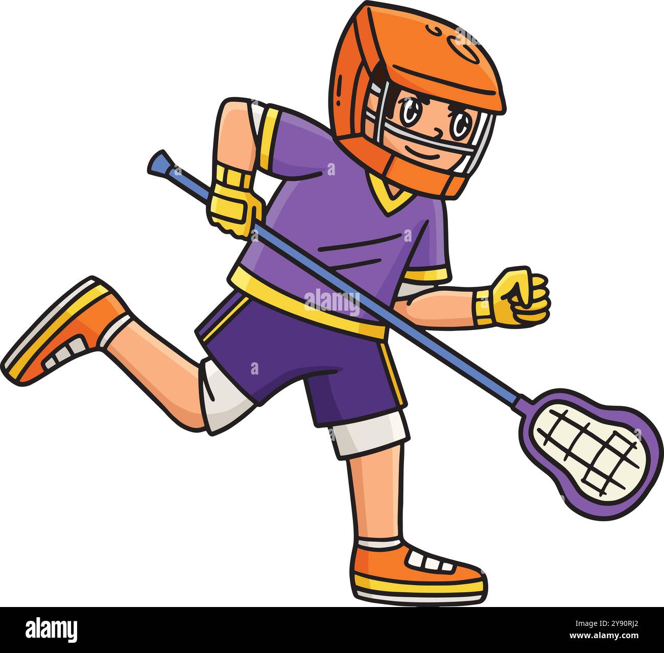 Lacrosse Player Running Cartoon Colored Clipart Stock Vector Image ...