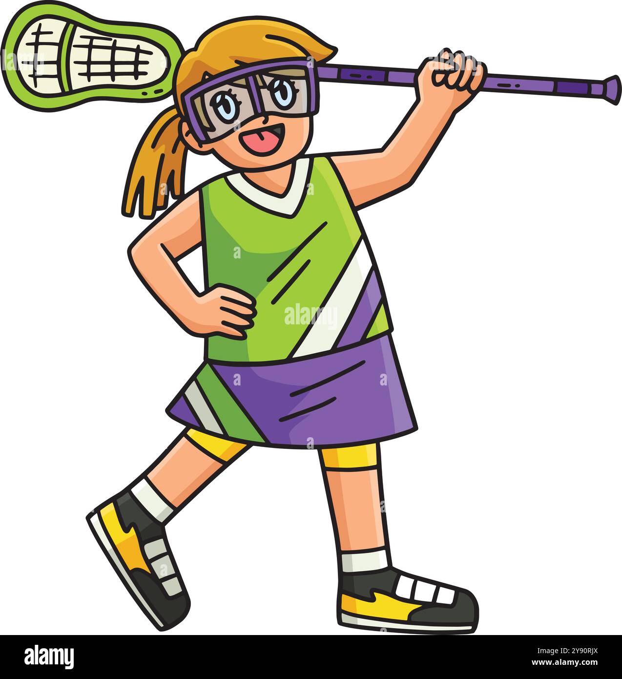 Female Player with Lacrosse Stick Cartoon Clipart Stock Vector Image ...