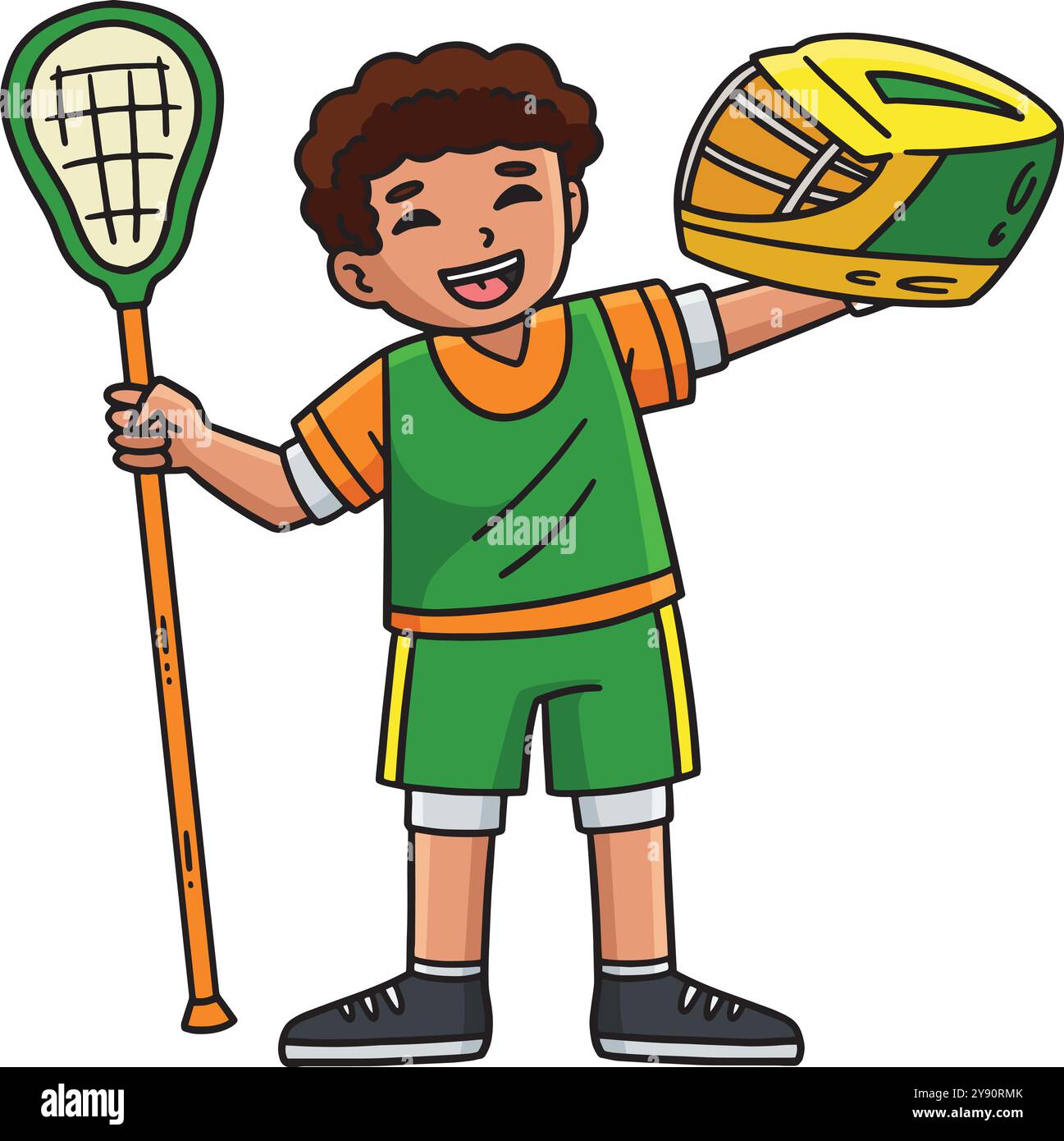Lacrosse Player Holding Stick and Helmet Clipart Stock Vector Image ...