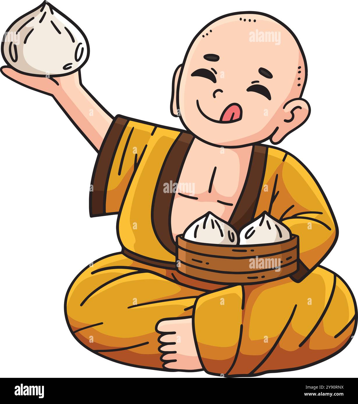 Buddhism Buddhist Buddha Eating Bao Buns Clipart Stock Vector Image ...