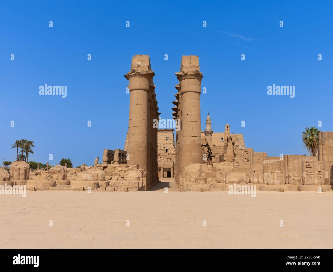Panoramic view entrance to the temple and columns of Luxor in Egypt ...