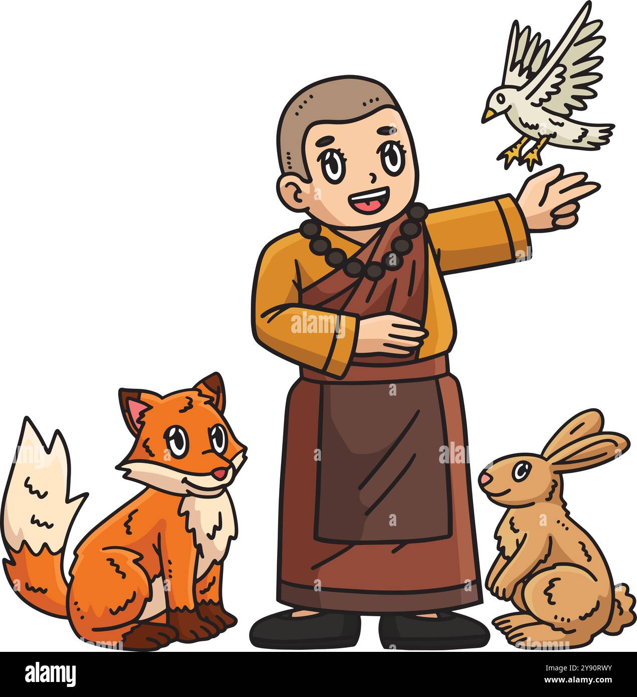 Buddhism Buddhist Female Monk in Nature Clipart Stock Vector Image ...