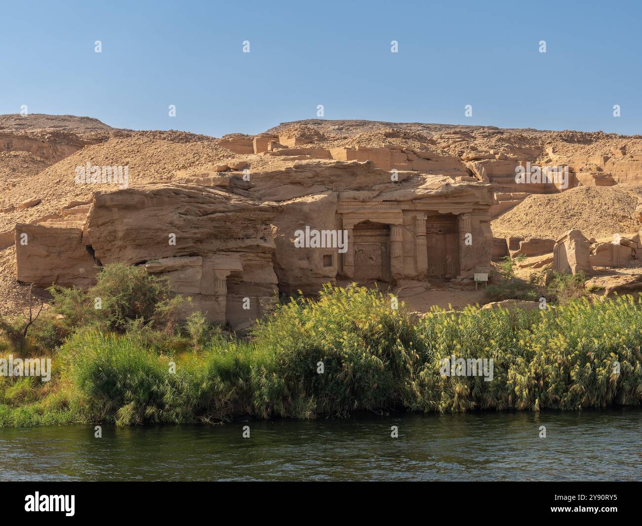 Views of ruins and excavations on the bank of the great Nile River ...