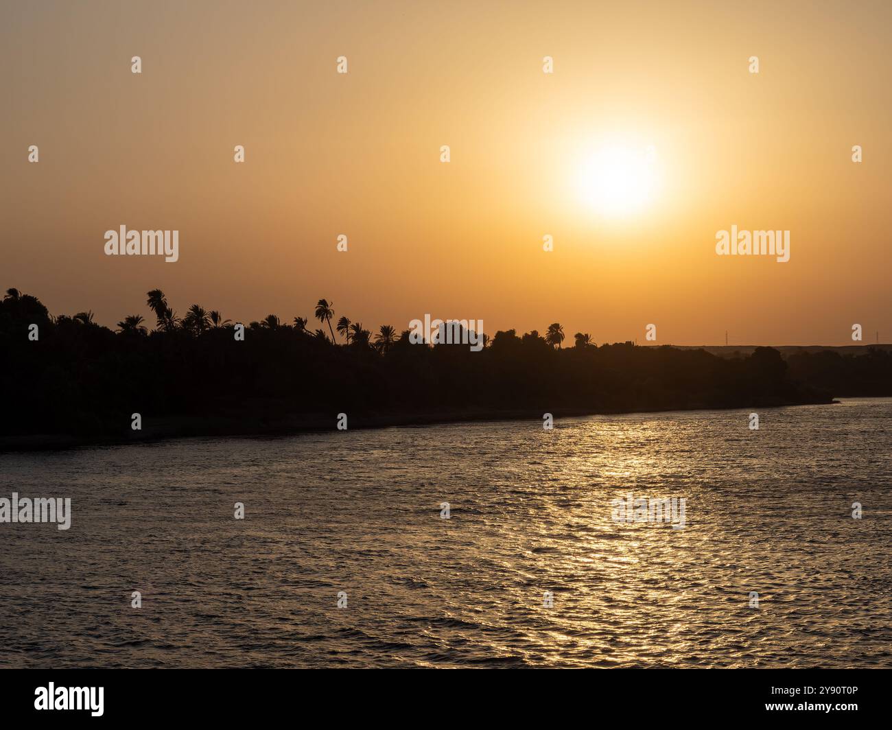 Sunset view during a cruise on the great Nile River Egypt Stock Photo ...