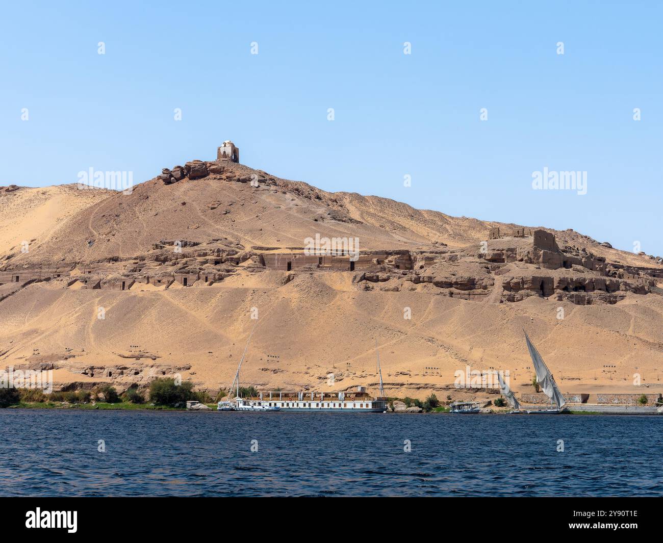 Traditional Egyptian felucca cruise sailing down the great Nile River ...