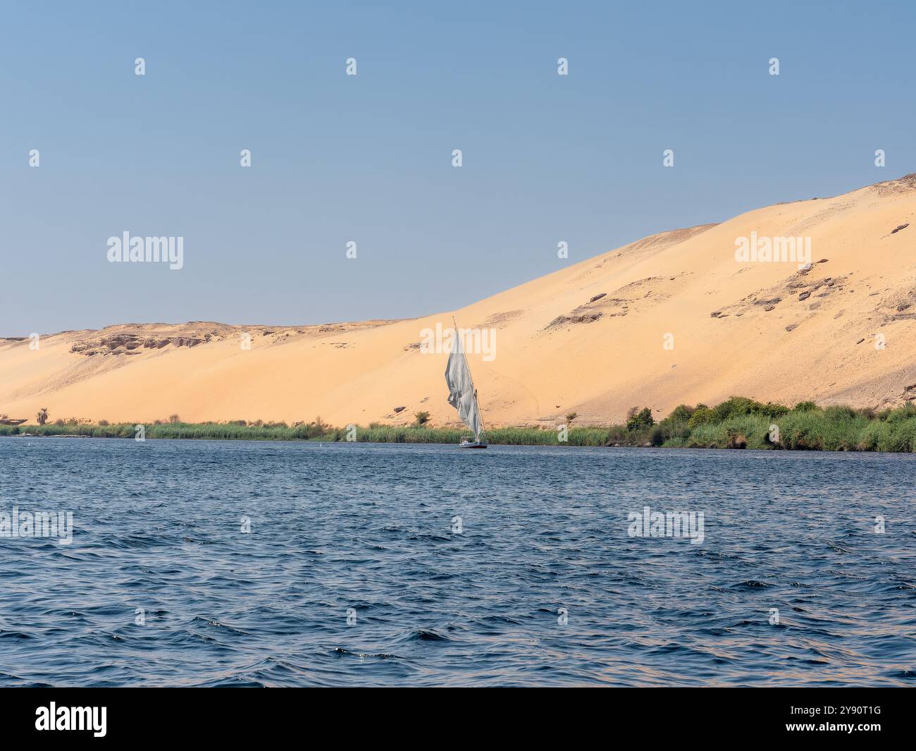 Traditional Egyptian felucca cruise sailing down the great Nile River ...