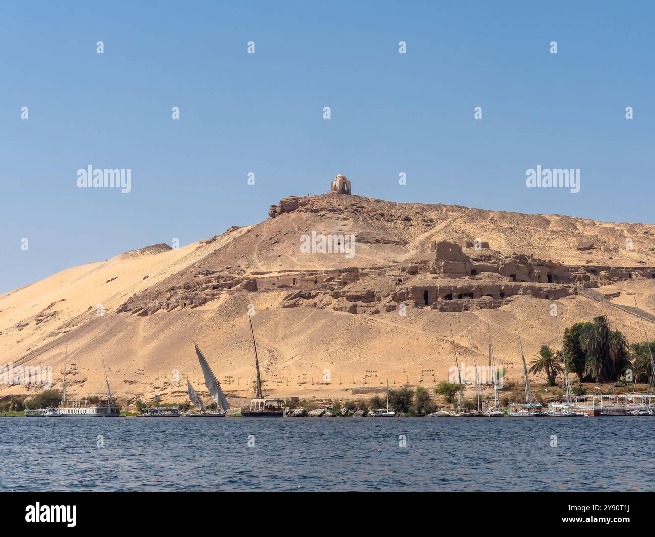 Traditional Egyptian felucca cruise sailing down the great Nile River ...