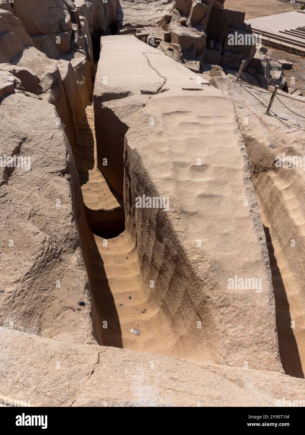 Panoramic view of the extraction of a monolith from the ancient Aswan ...